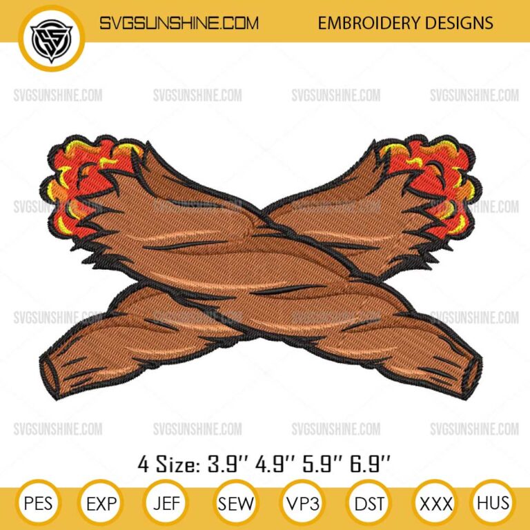 Blunt Joint Cigar Embroidery Design, Smoking Marijuana Embroidery File