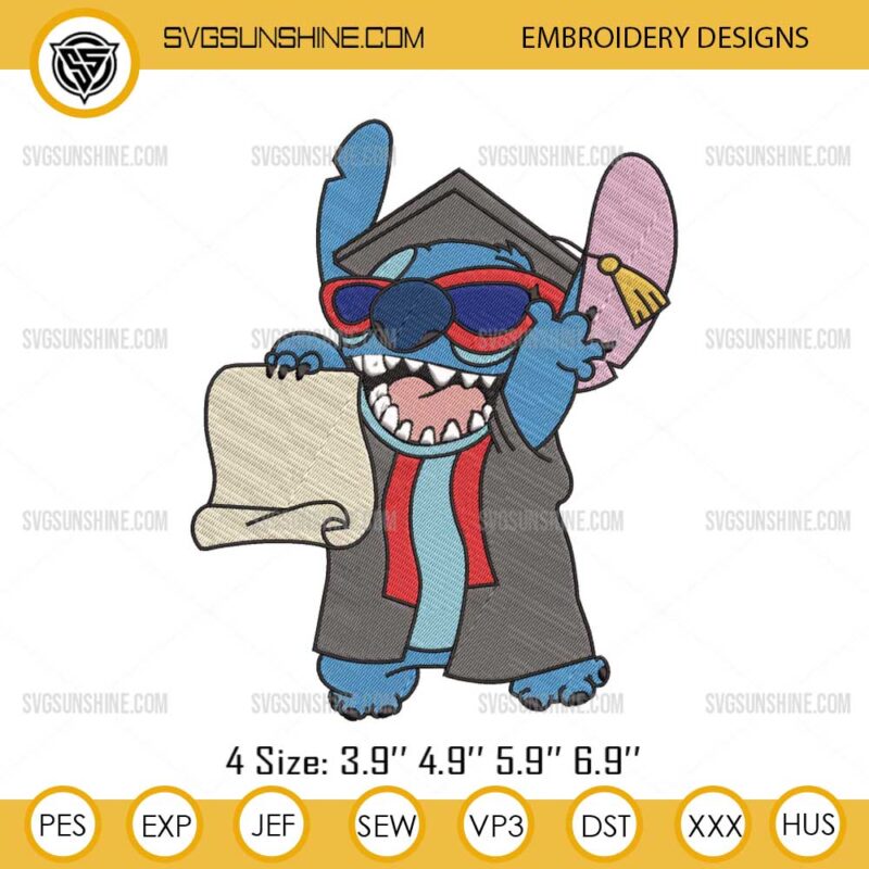 Stitch Graduation Embroidery Design, Graduate Stitch Embroidery File