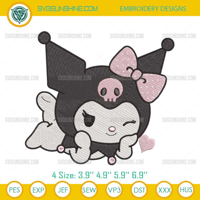 Cute Kuromi Embroidery Design, Sanrio Kuromi Embroidery File