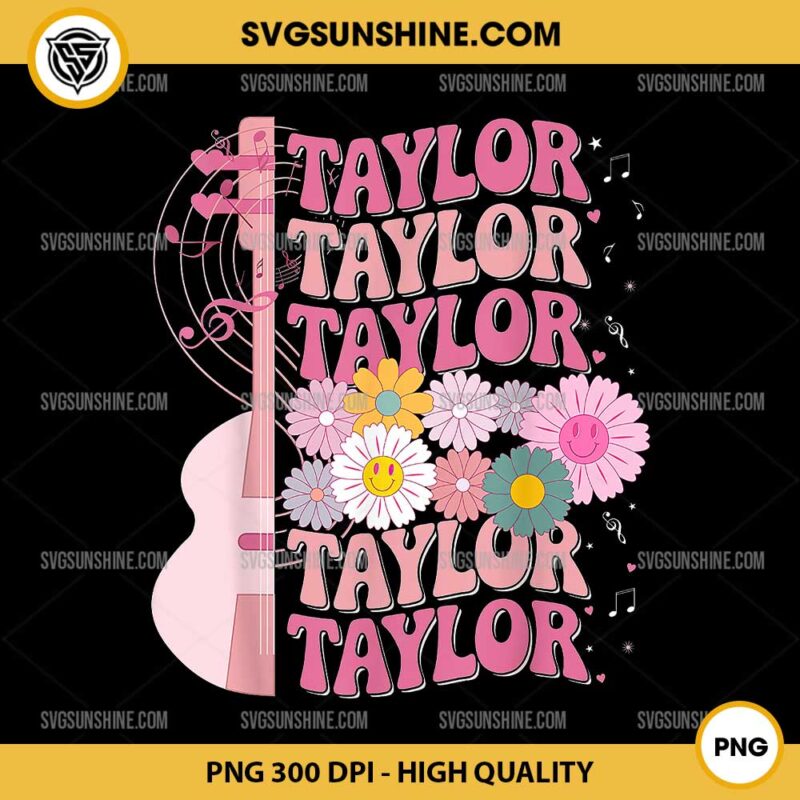 Retro Taylor Guitar PNG, Groovy Taylor Swift PNG