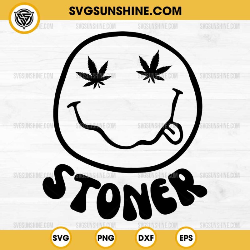 Stoner SVG, Smiley Face Marijuana Leaf SVG, Weed Cannabis SVG, 420 SVG