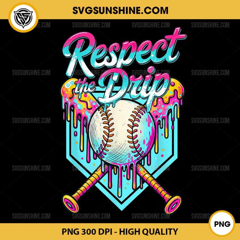 Respect The Drip PNG, Baseball Drip Ice Cream Dripping PNG