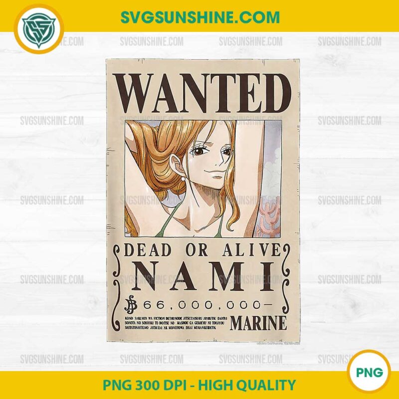 Nami Wanted Poster PNG, One piece nami PNG