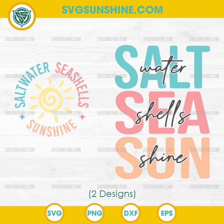 Saltwater Seashells Sunshine SVG, Summer SVG, Beach SVG, Vacation SVG