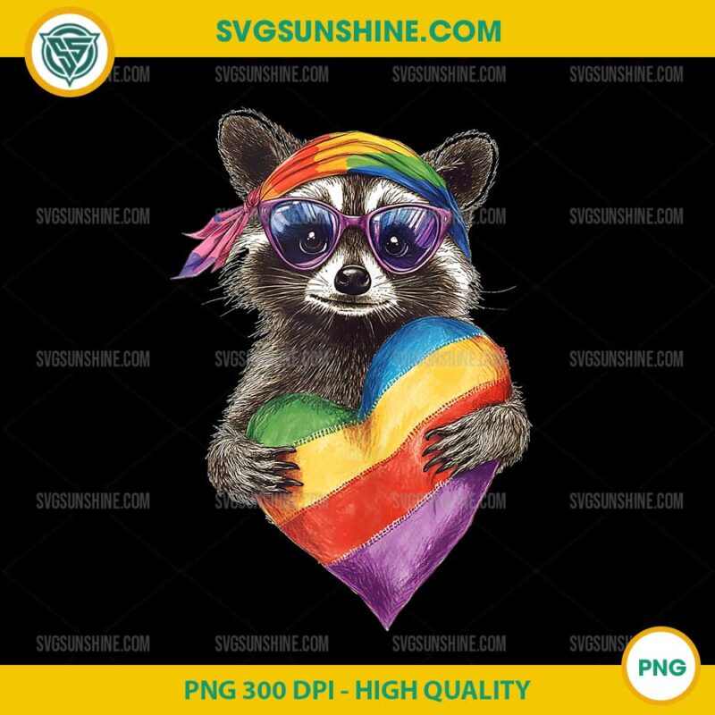 Lgbt Pride Racoon PNG, Cute LGBTQ Raccoon Heart Bandana Lesbian Gay ...