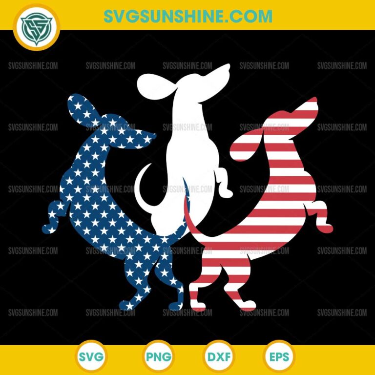 Dancing Dachshund Dog American Flag SVG