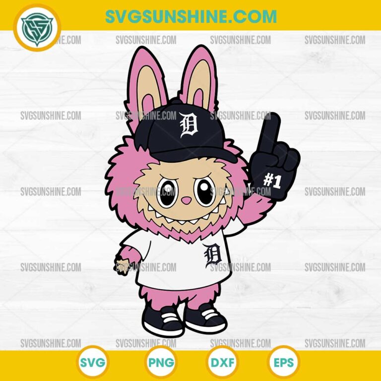 Pink Labubu Detroit Tigers SVG, Labubu MLB Baseball SVG