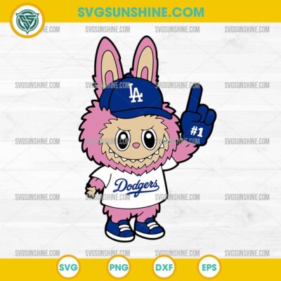 Pink Labubu Los Angeles Dodgers SVG, Labubu MLB Baseball SVG