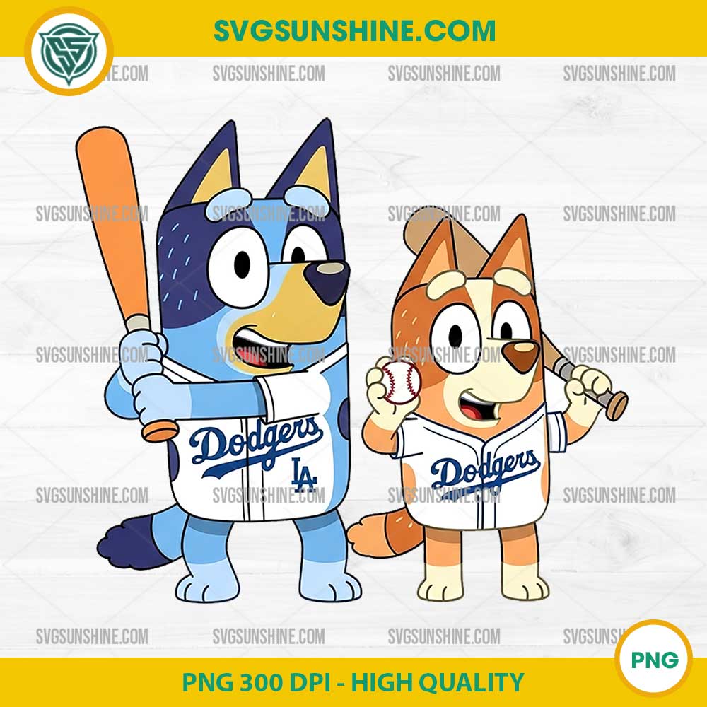 Bluey Los Angeles Dodgers Baseball PNG – Cute Sports Clipart