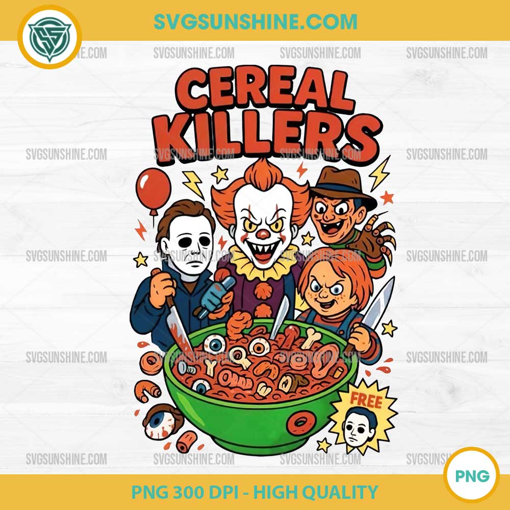Cereal Killers Halloween PNG – Funny Horror Cereal Parody Clipart