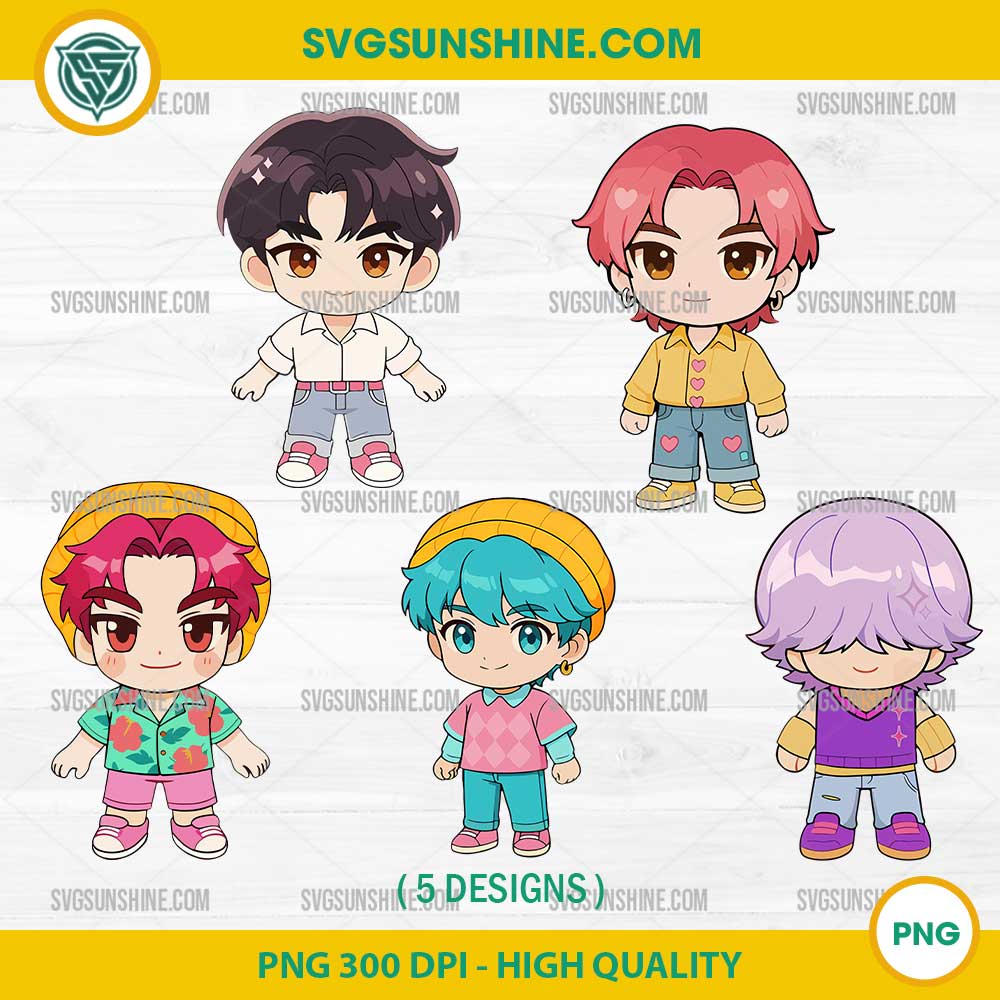 Chibi Saja Boys PNG Bundle – Cute KPop Demon Hunters Cartoon Clipart Set