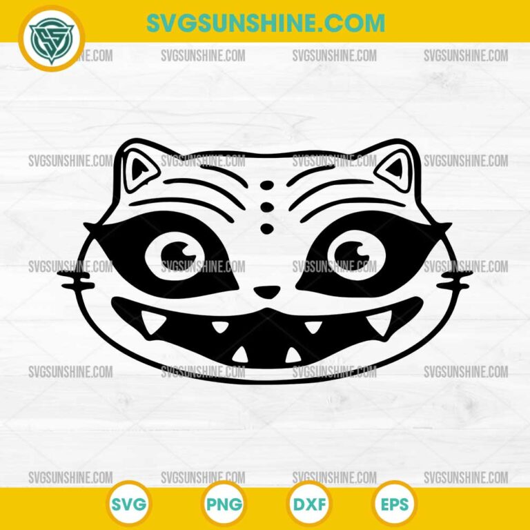 Derpy Tiger Face SVG – Black and White KPop Demon Hunters Cat PNG Clipart