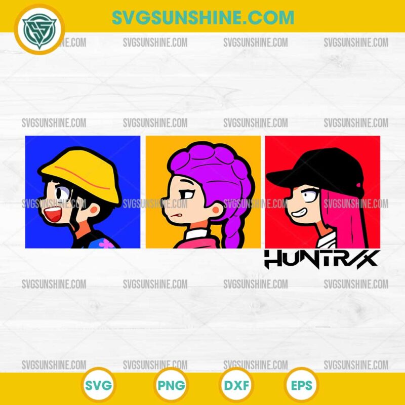 Vibrant Huntrix Avatars SVG – KPop Demon Hunters Cartoon PNG Clipart