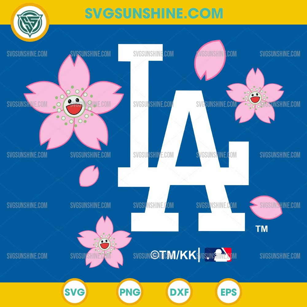 LA Dodgers Baseball Sakura Flower SVG – Cute Los Angeles Baseball