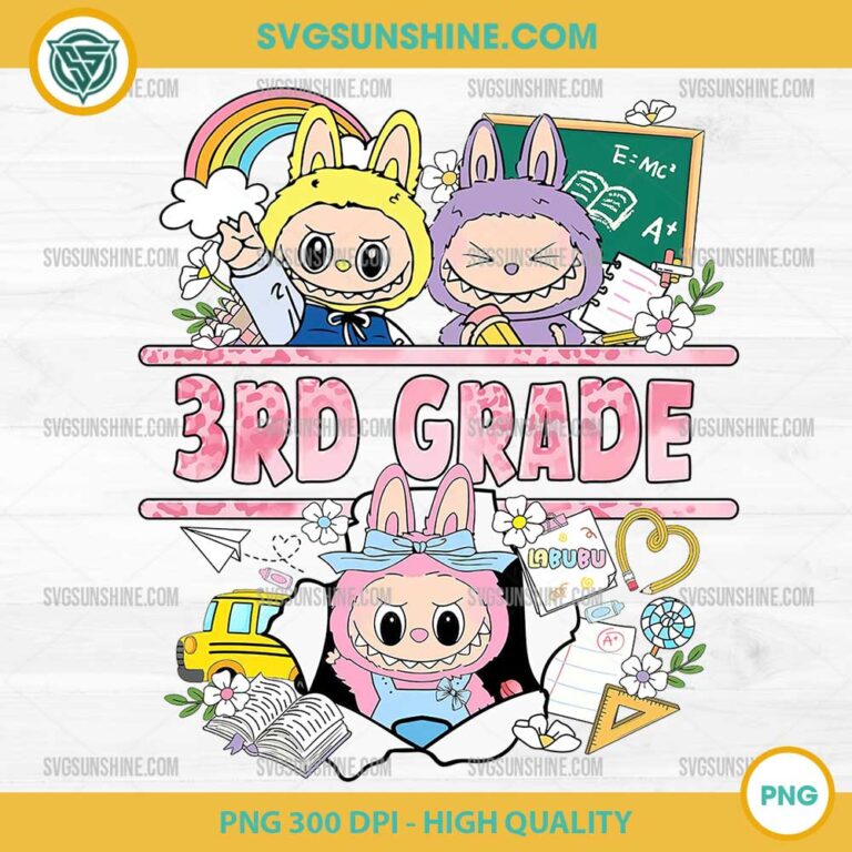Labubu 3rd Grade PNG – Cute Bunny Back to School Design for 3rd Graders