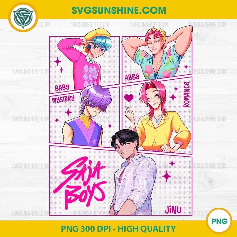Powerful Saja Boys SVG – KPop Demon Hunters Male Group PNG Clipart