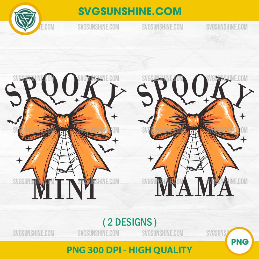Spooky Mama and Mini PNG – Halloween Coquette Bow Clipart (2 Designs)