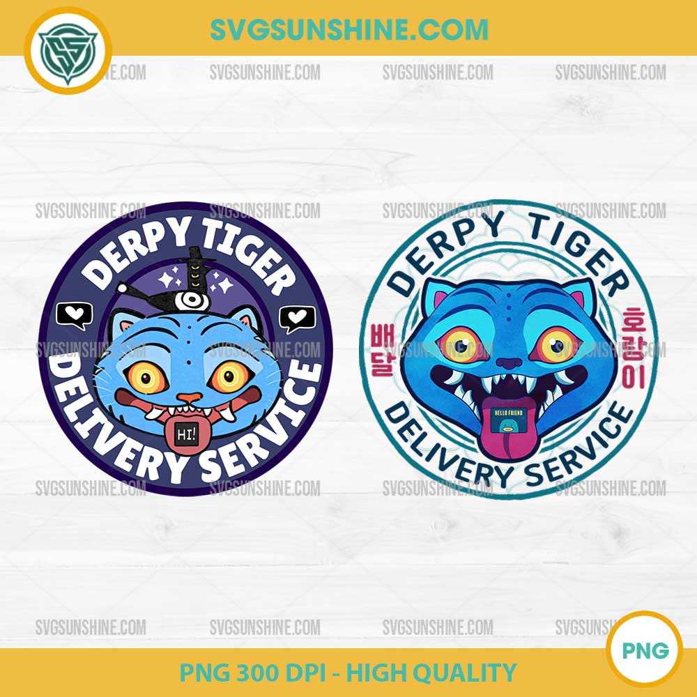Derpy Tiger Delivery Service PNG – KPop Demon Hunters Blue Cat Emblem ...