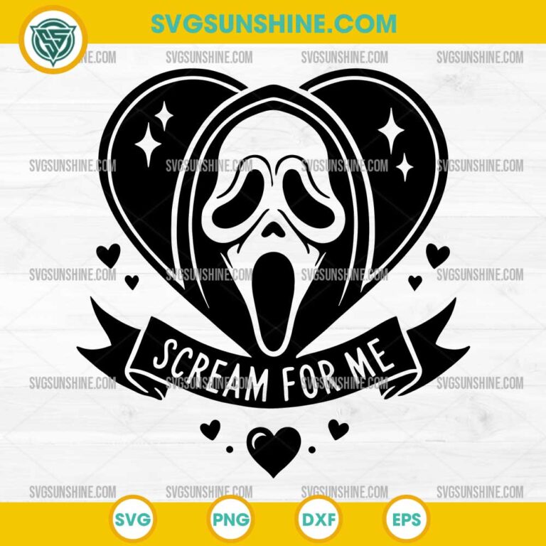 Ghostface Scream For Me SVG – Horror Movie Valentine Heart PNG DXF EPS