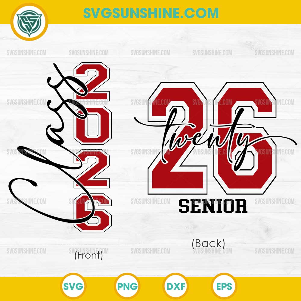 Graduation Shirt SVG 2026 – Red Senior Class of 2026 Front and Back Design