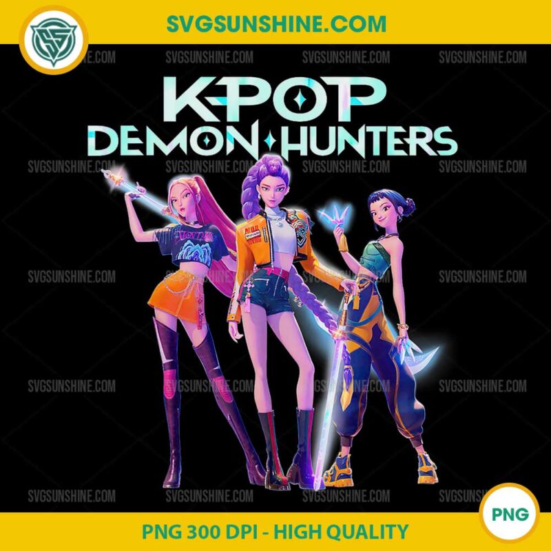 Huntrix KPop Demon Hunters PNG – Rumi Mira Zoey Digital Anime Artwork