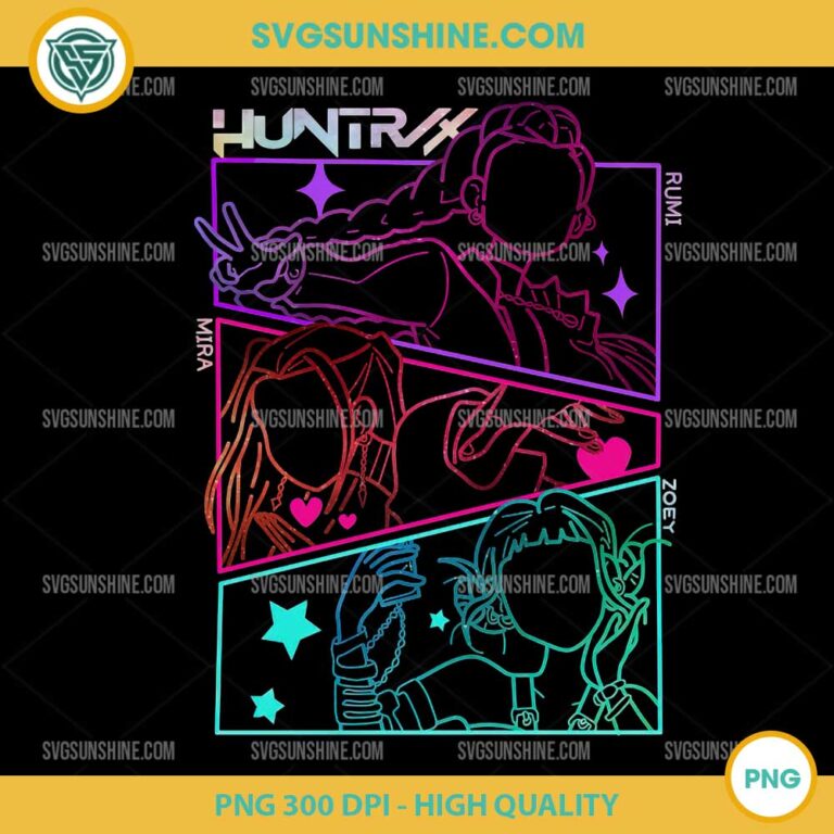Huntrix Neon Line Art PNG – Rumi, Mira & Zoey Digital Download | KPop ...