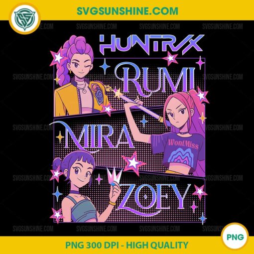 Huntrix Rumi Mira Zoey PNG – KPop Demon Hunters Girl Group Digital Art