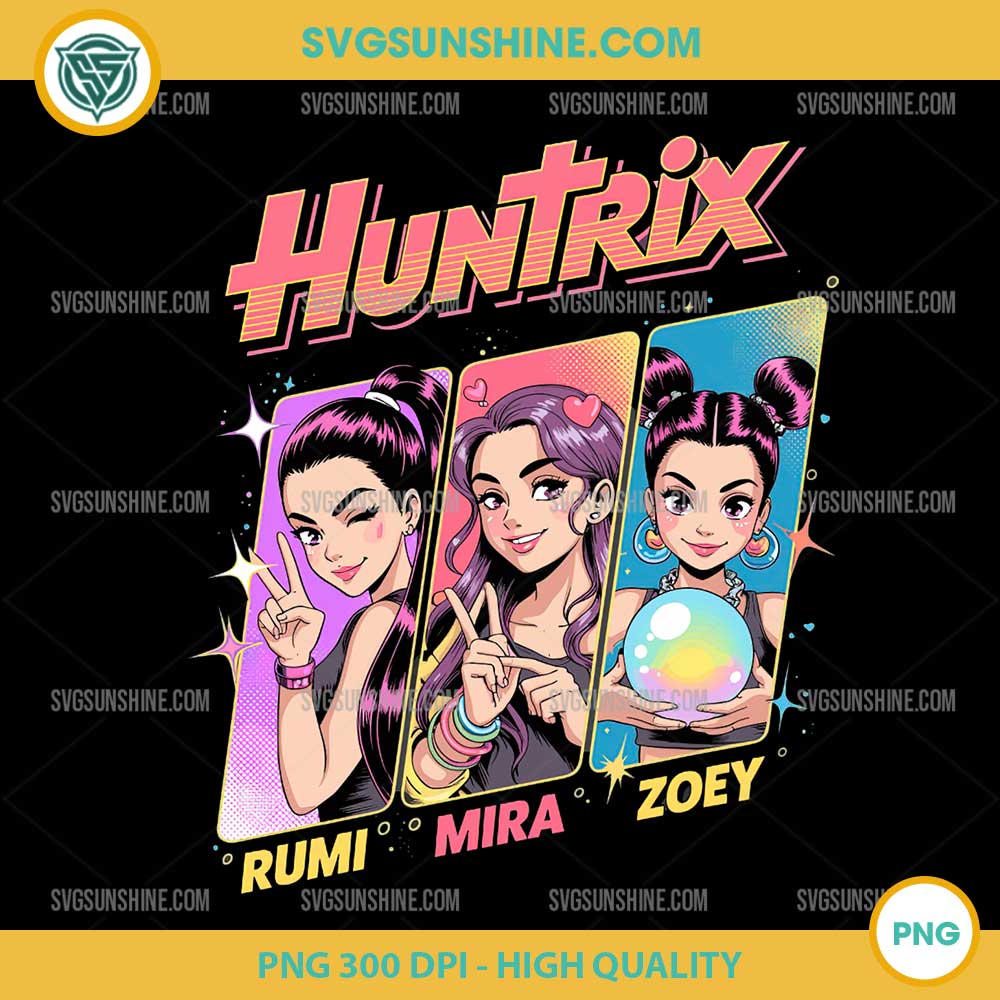 KPop Demon Hunters Huntrix Trio PNG – Rumi, Mira, and Zoey Digital Art ...