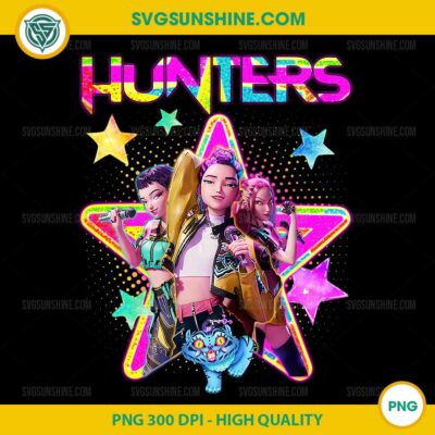 KPop Demon Hunters PNG – Neon Star Girl Group Digital Artwork