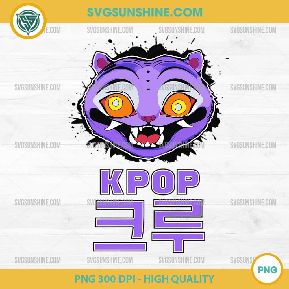Purple Derpy Tiger PNG – KPop Demon Hunters Character Digital Download