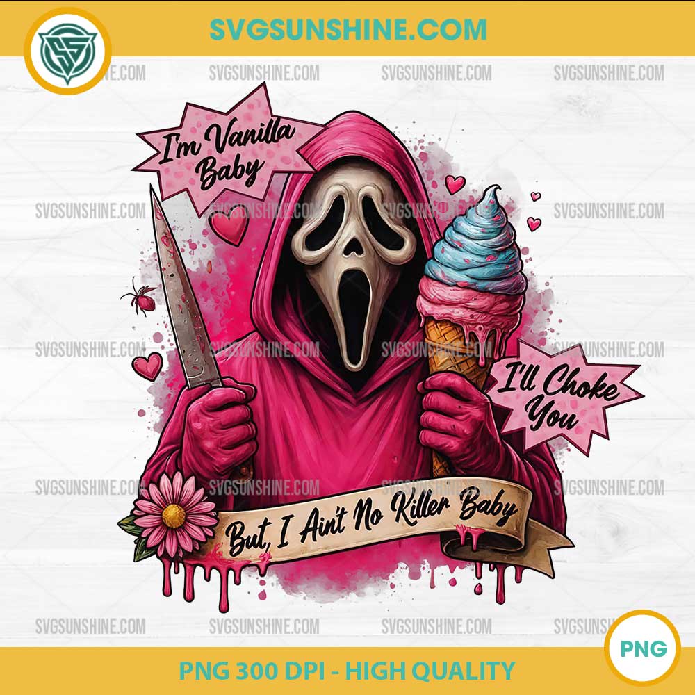Scream Ice Cream PNG – Funny Ghostface Pink Horror Quote Digital Download