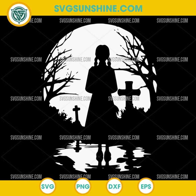Wednesday Addams SVG – Gothic Halloween Graveyard PNG DXF EPS Digital ...