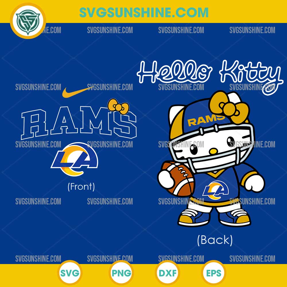 Rams Hello Kitty SVG PNG DXF EPS – Front & Back Football Girl Clipart ...