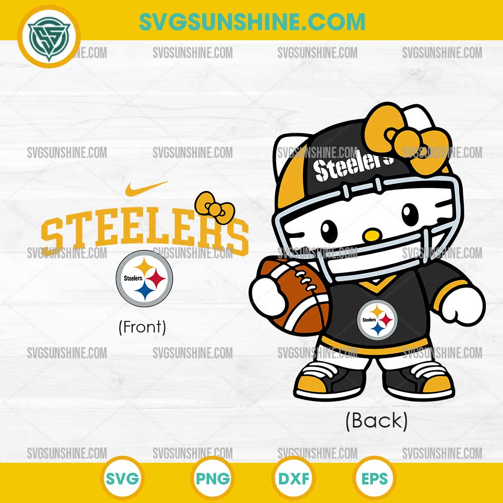 Steelers Hello Kitty SVG PNG DXF EPS – Front & Back Football Girl ...