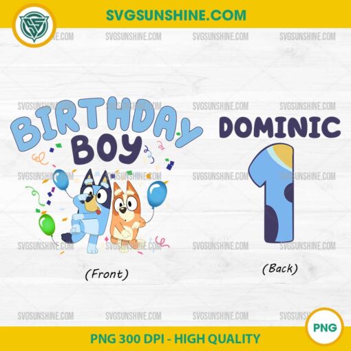 Bluey Birthday Boy PNG – Cute Bluey Party PNG Design for Kids