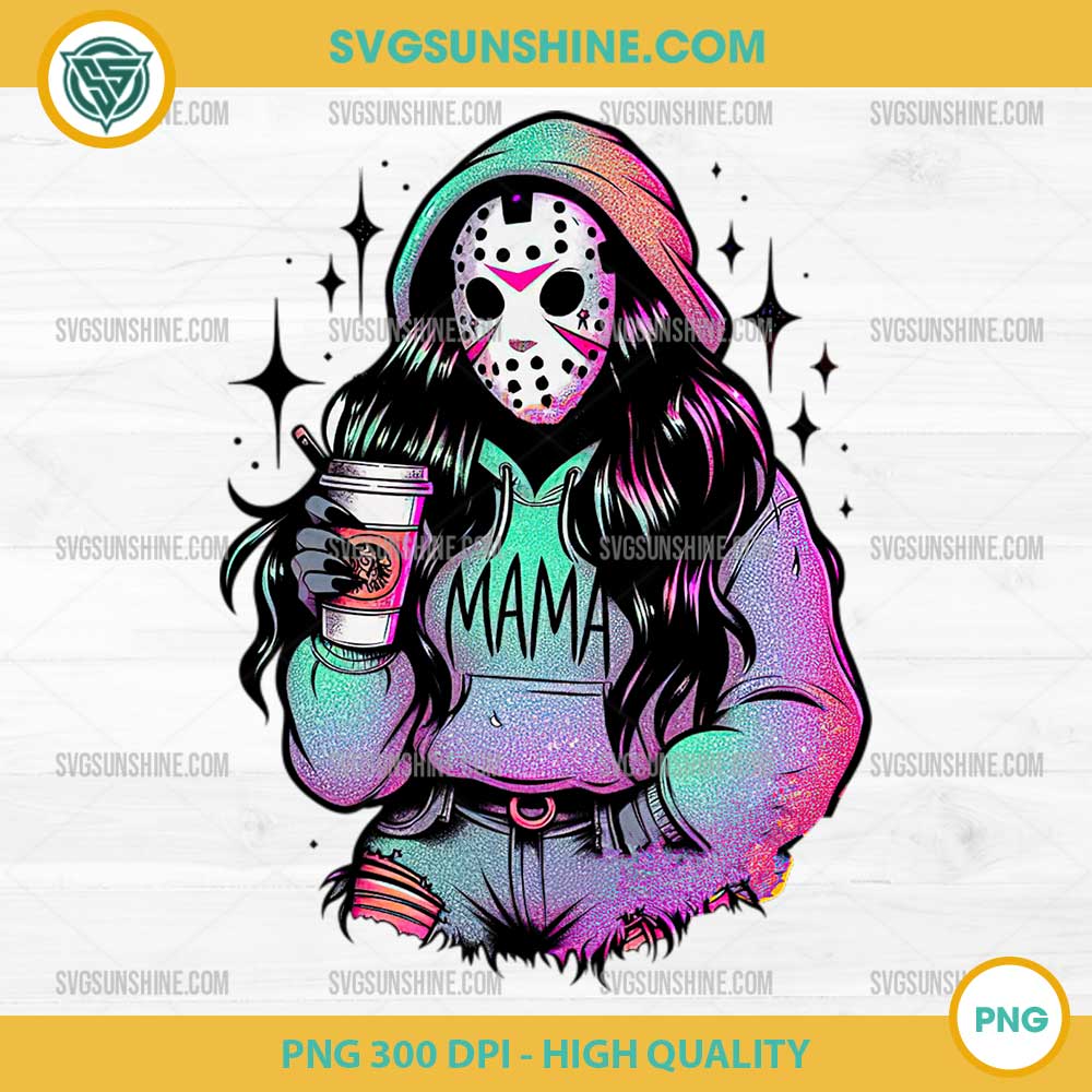 Jason Voorhees Mama Coffee PNG – Horror Halloween Mom Life PNG Clipart