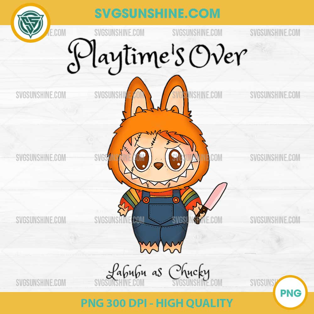 Labubu as Chucky Halloween PNG – Cute Spooky Labubu Chucky Doll PNG Design