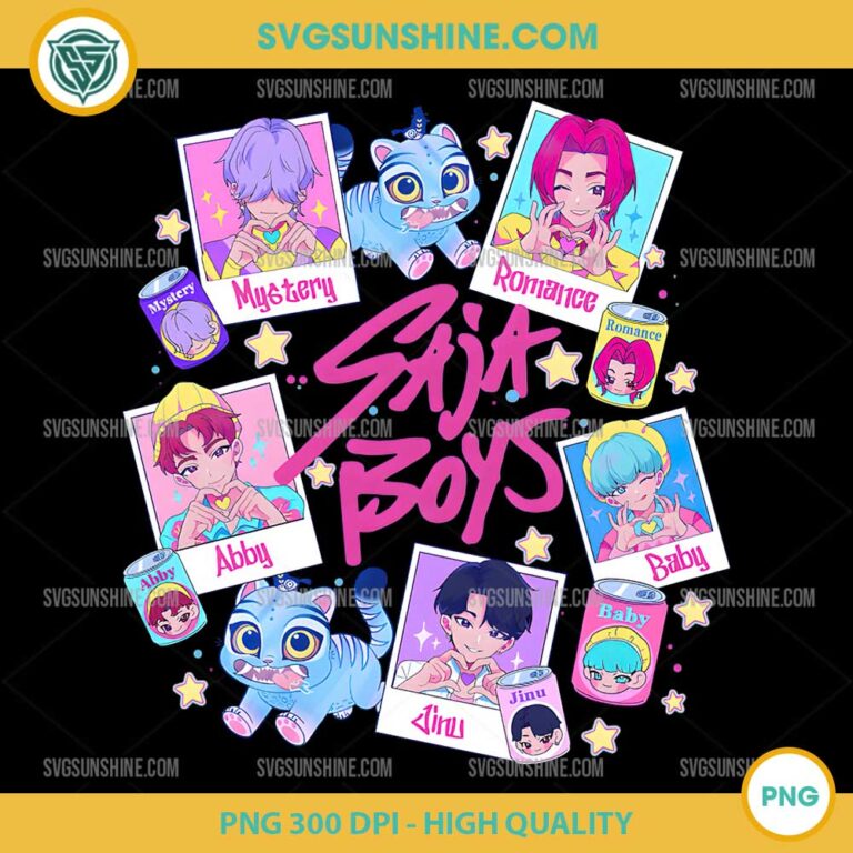 Saja Boys PNG – Colorful KPop Demon Hunters Band Clipart