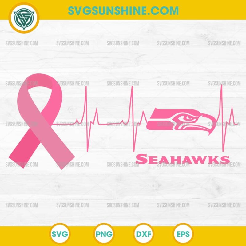 Seattle Seahawks Breast Cancer Awareness SVG – Pink Ribbon Heartbeat ...