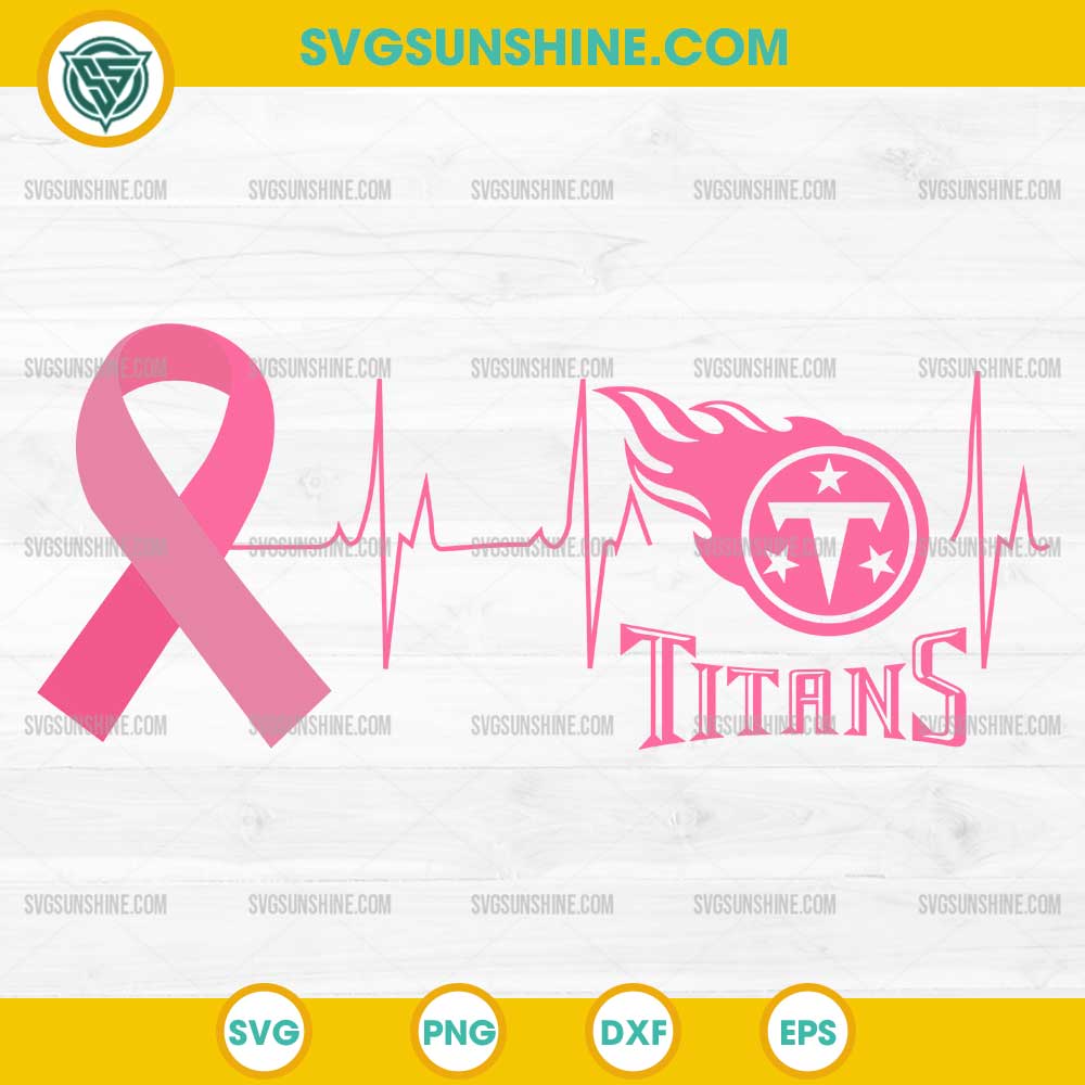Tennessee Titans Breast Cancer Awareness SVG – Pink Ribbon Heartbeat ...