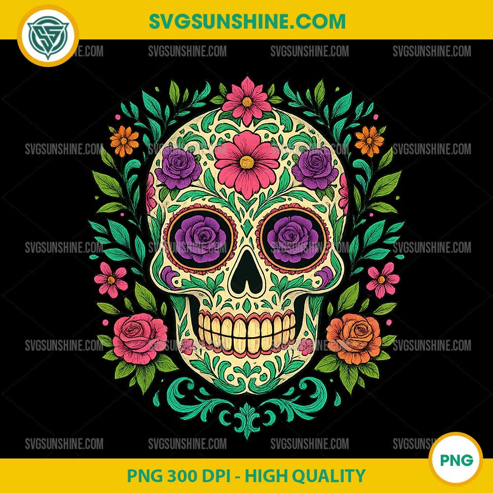 Day of The Dead Skull PNG | Dia De Los Muertos PNG | Sugar Skull Clipart