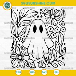 Floral Ghost SVG | Boho Halloween SVG | Cute Ghost Flowers Leaves SVG ...