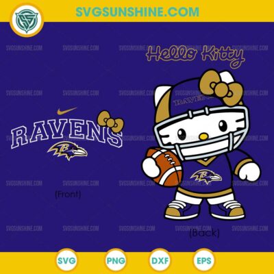 Hello Kitty Baltimore Ravens SVG PNG DXF EPS – Cute NFL Football Hello ...