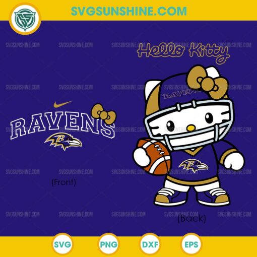 Hello Kitty Baltimore Ravens SVG PNG DXF EPS – Cute NFL Football Hello ...