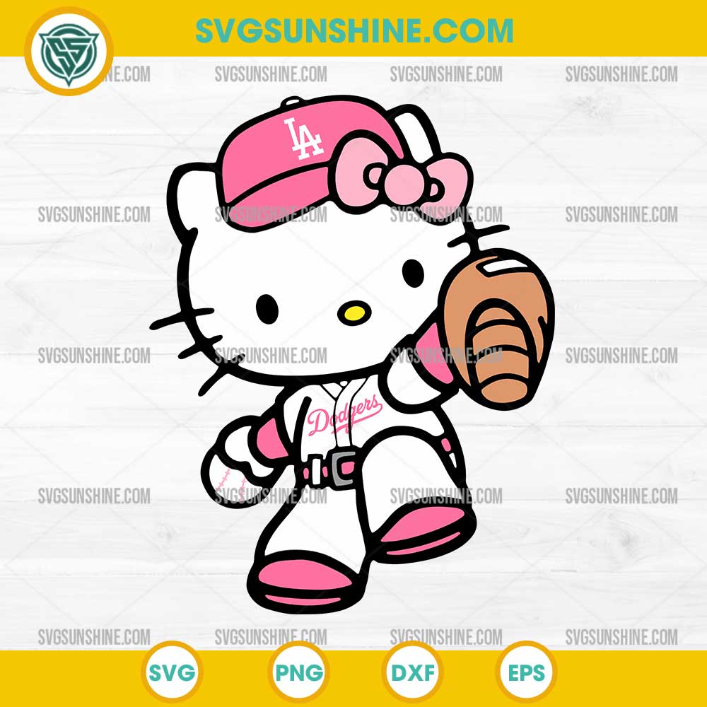 Hello Kitty Dodgers Baseball SVG | Pink Hello Kitty LA Dodgers SVG ...