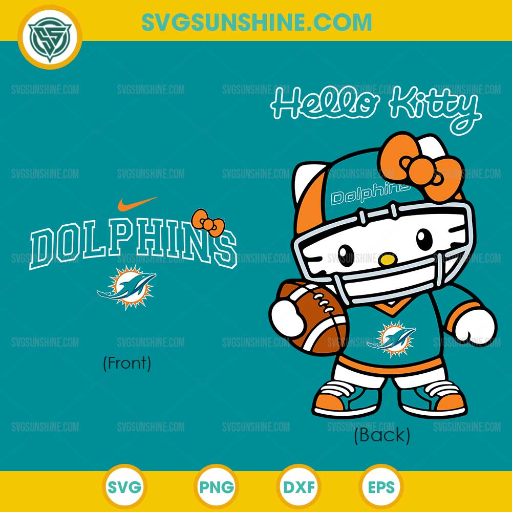 Exclusive Hello Kitty Miami Dolphins SVG PNG DXF EPS – Cute NFL ...