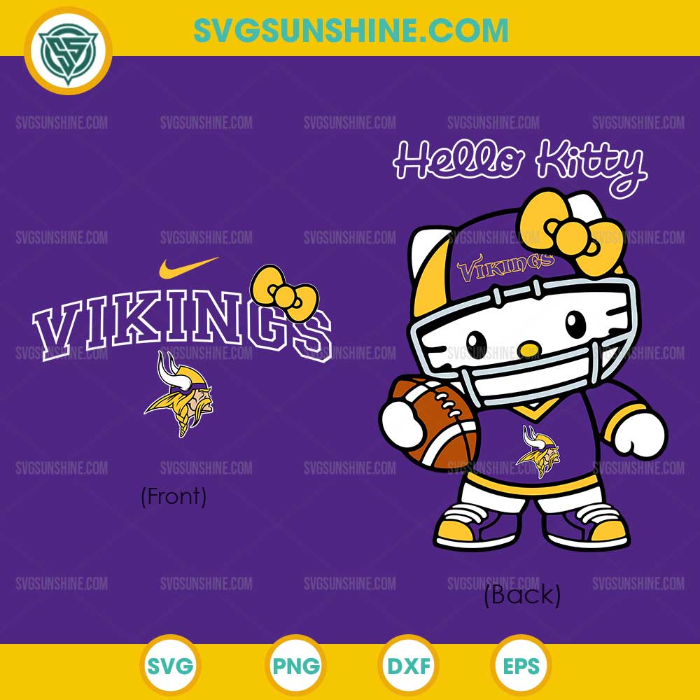 Premium Hello Kitty Minnesota Vikings SVG PNG DXF EPS – Cute NFL ...