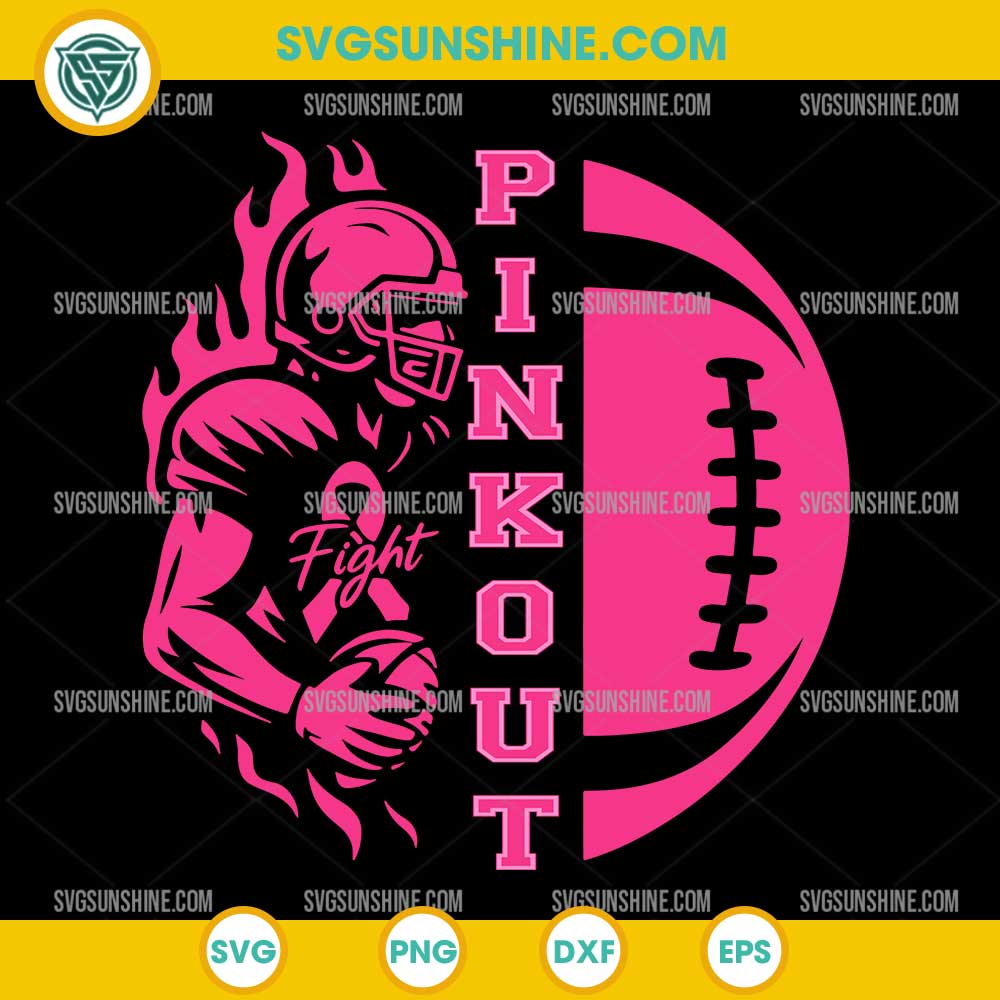Pink Out Football SVG | Breast Cancer Awareness Football SVG | Fight ...