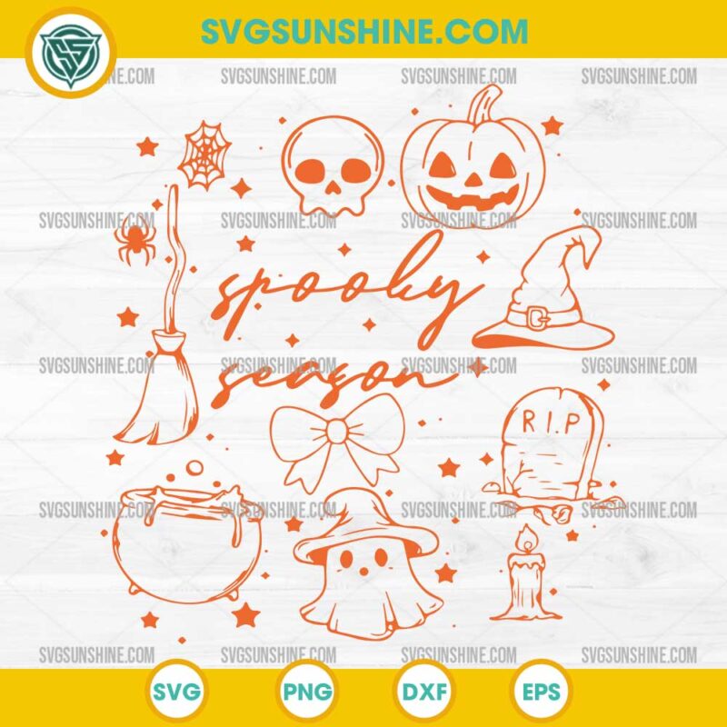 Spooky Season SVG | Halloween Doodle SVG | Cute Ghost Witch Hat Pumpkin ...
