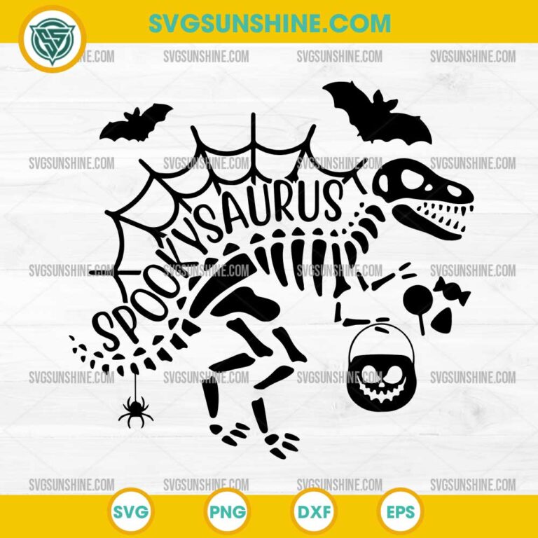 Spookysaurus SVG | Halloween Dinosaur SVG | Spooky T-Rex Skeleton SVG Cut File